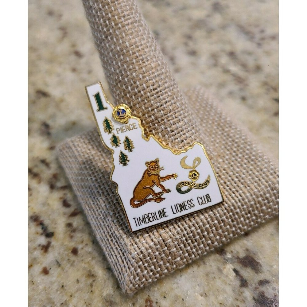Lioness Club Timberline Idaho Vintage Pin. Trees Lion… - Gem